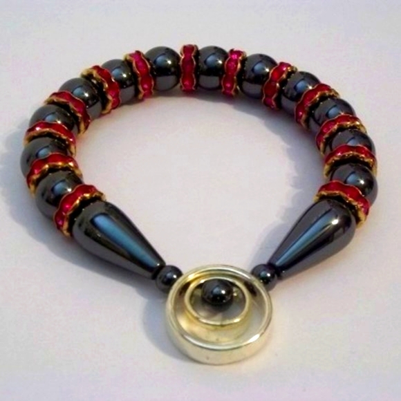 Hand Crafted | Jewelry | Hematite Stones And Pink Rodell Beaded Stretch ...